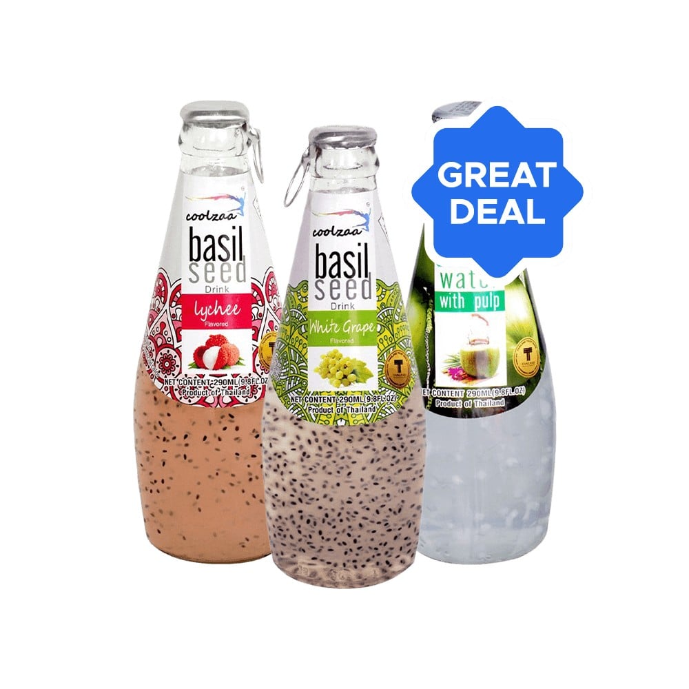 Coolzaa Concentrate Coconut Water with Pulp + White Grape Basil Seed ...