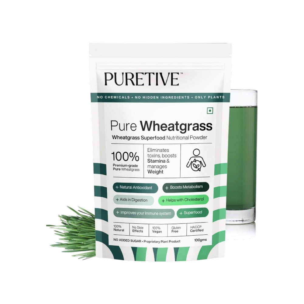Puretive Pure Wheat Grass Powder Detox Supplement Price - Buy Online at ...