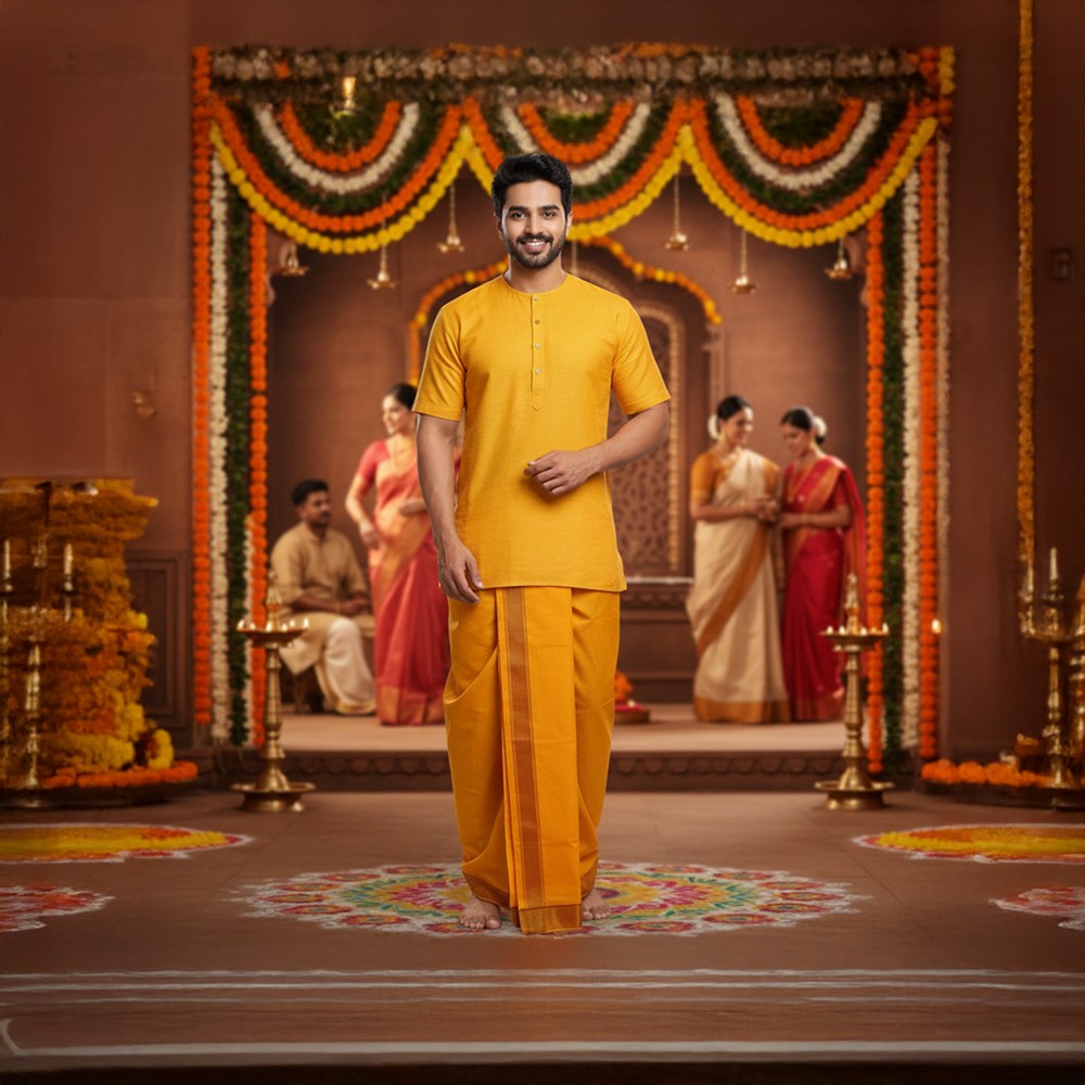 Mad Over Print Mundu / Dhoti (Yellow) Price - Buy Online at Best Price ...