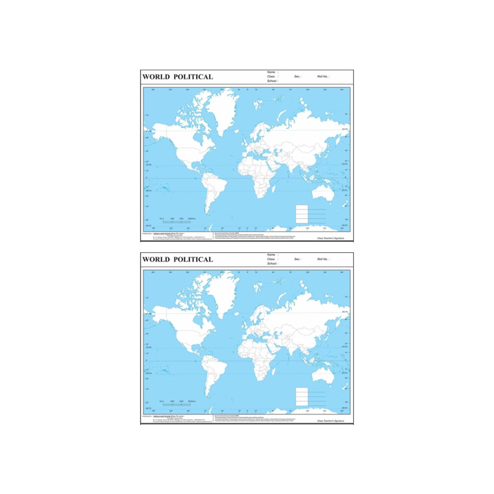 Creative Space World Political Map (A5, White, Blue) - Pack of 2 Price ...