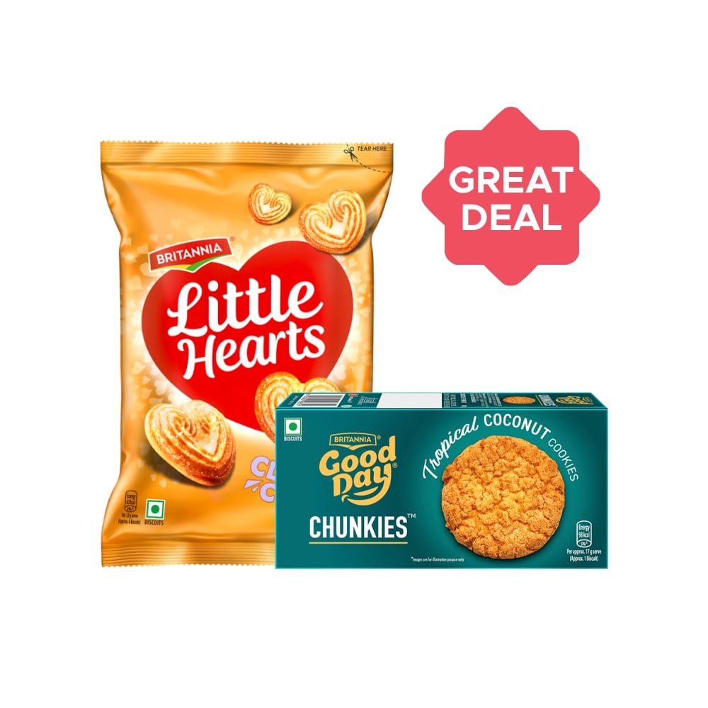 Britannia Little Hearts Classic Crunch Biscuit + Britannia Good Day ...