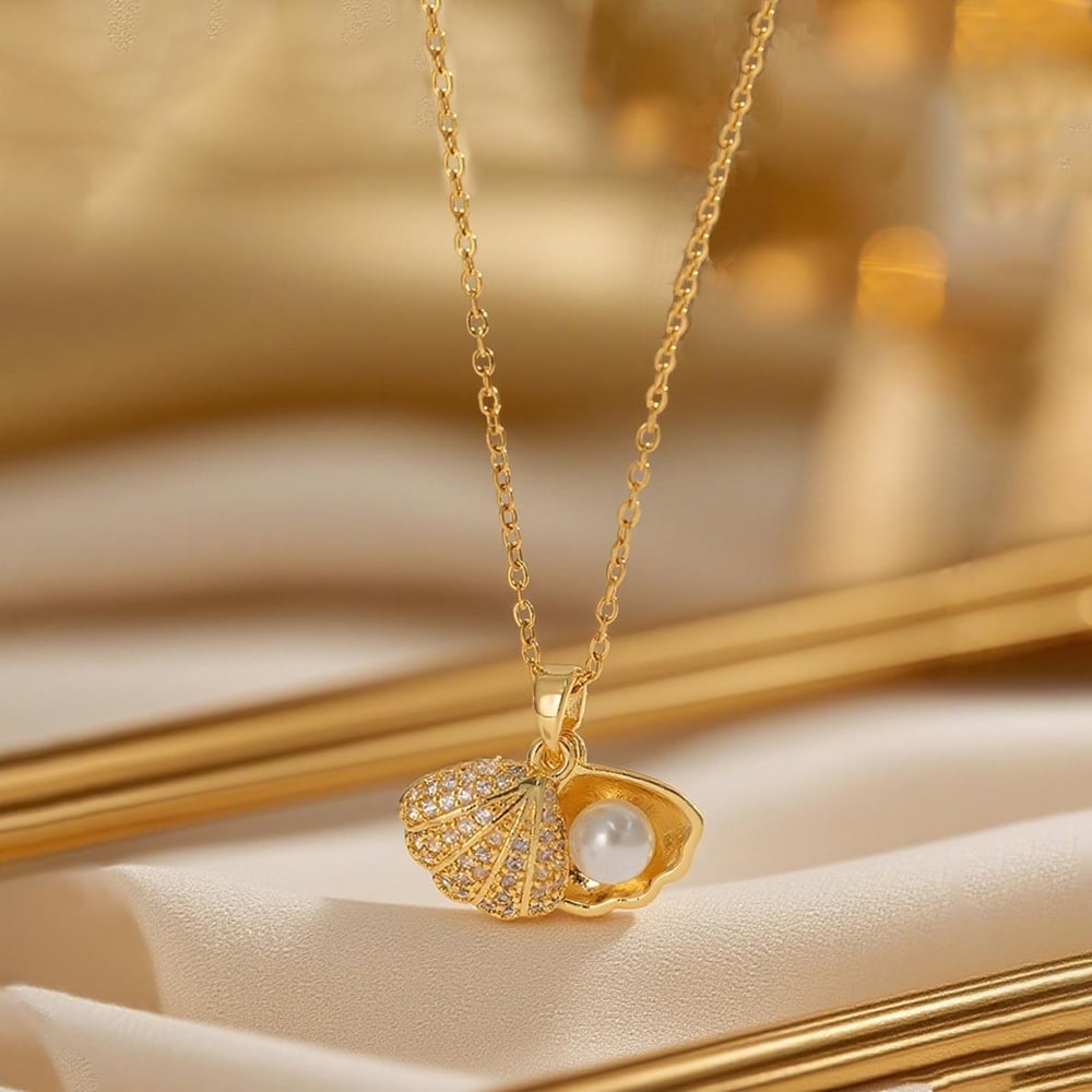 Designs & You Shell Shaped Pendant with Chain (Golden) Price - Buy ...