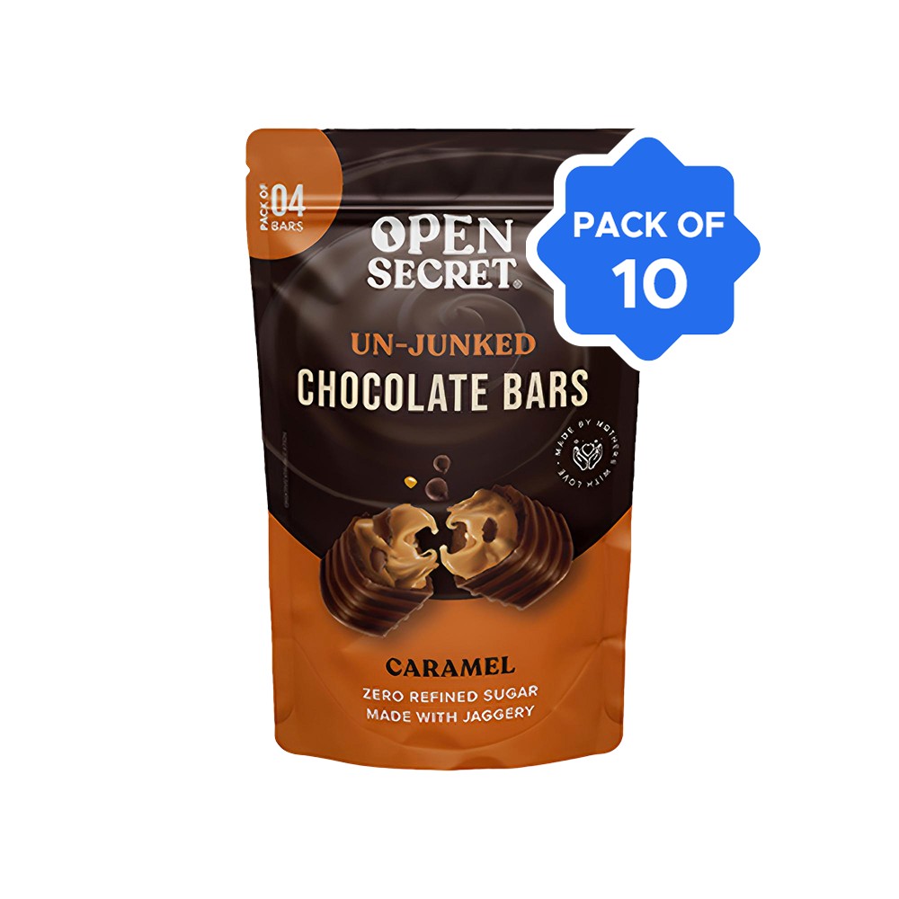 Open Secret Caramel Filled Bar Chocolate Pack Zero Refined Sugar - Pack ...