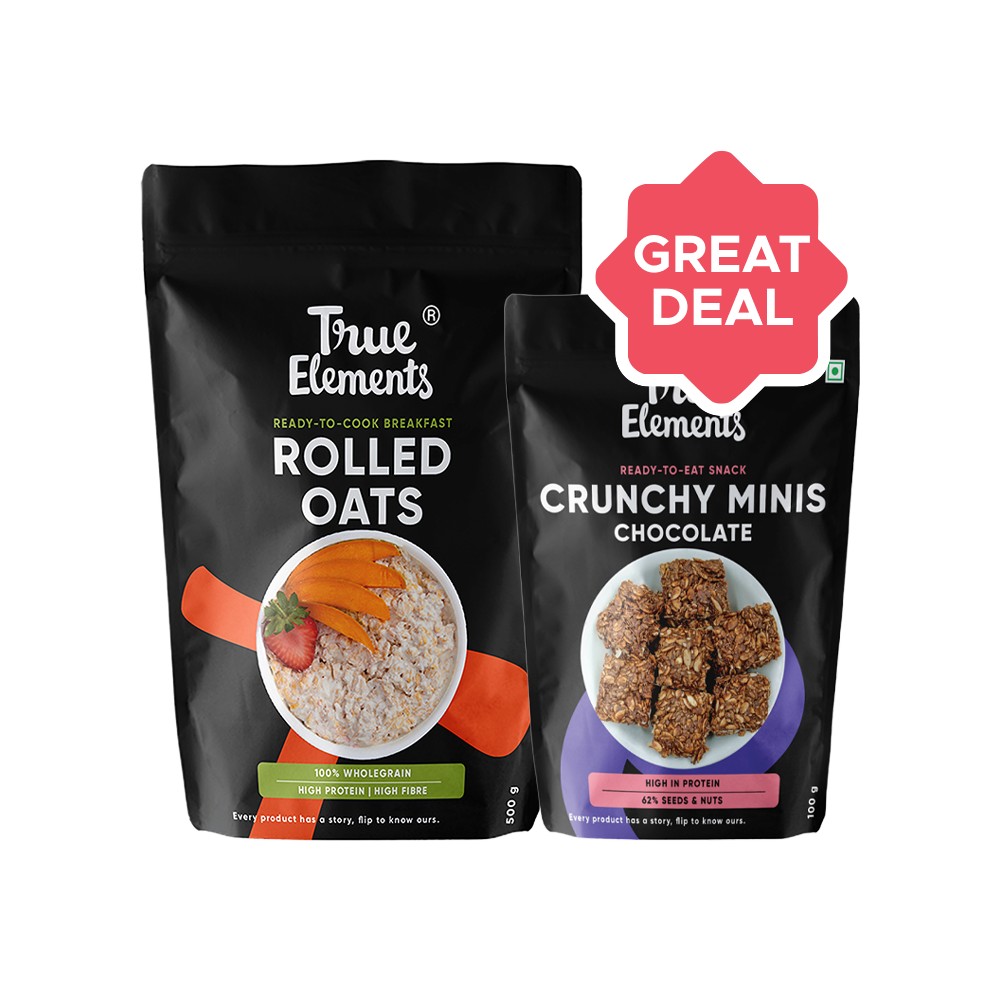 True Elements Wholegrain Rolled Oats + Crunchy Milk Chocolate Pack ...