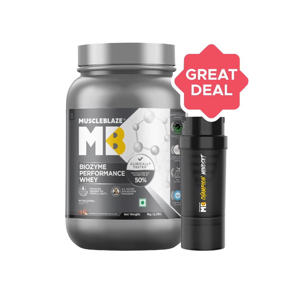 MuscleBlaze Biozyme Performance Whey Protein Powder Chocolate Hazelnut ...