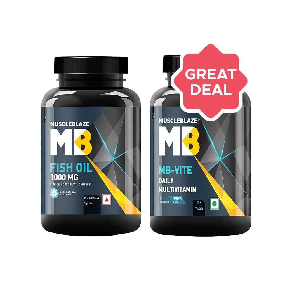 MuscleBlaze Fish Oil Capsules + MB-Vite Daily Multivitamin Combo Price ...