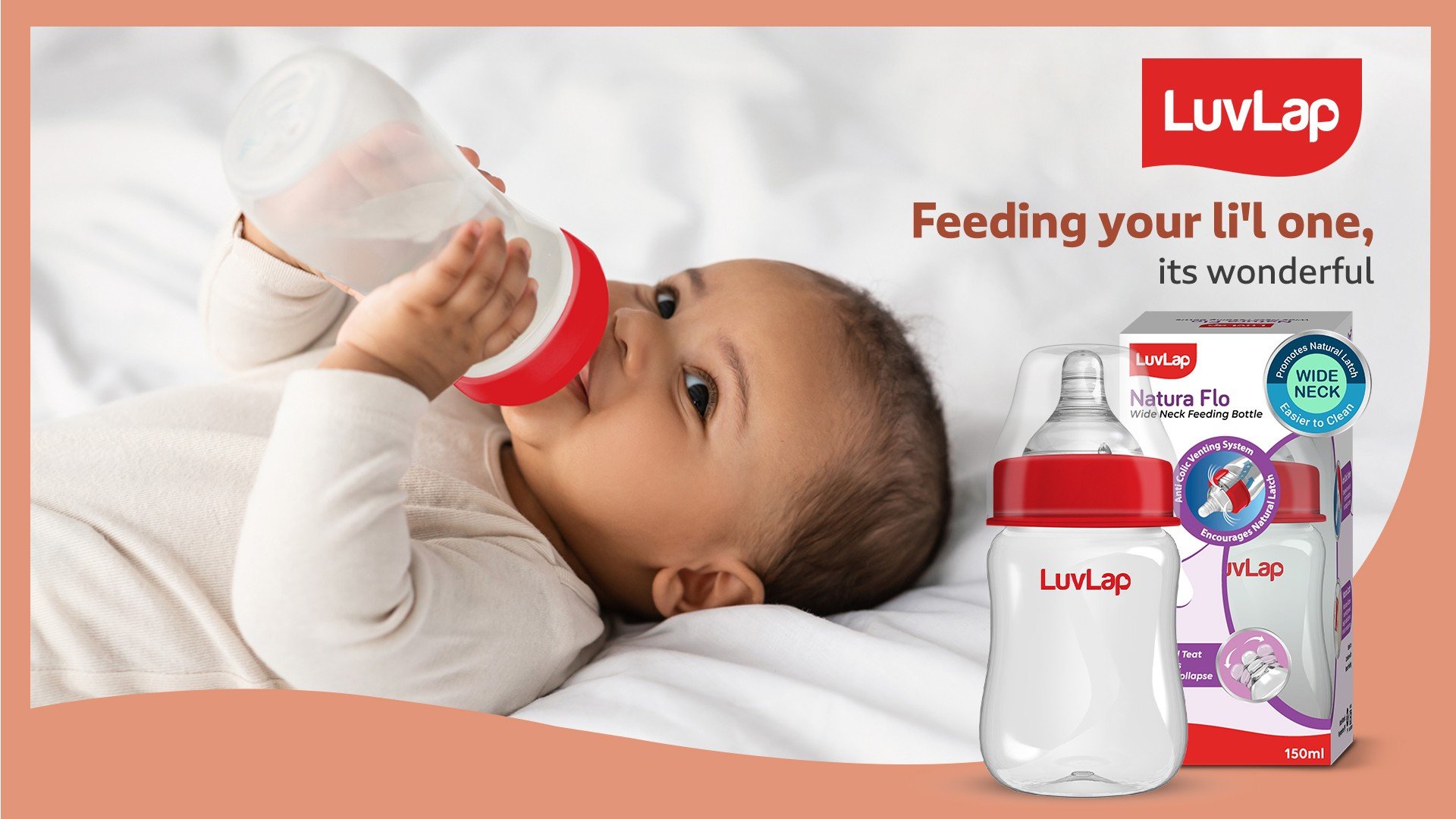 LuvLap Wide Neck Baby Feeding Bottle (150 ml, Red) Price - Buy Online ...