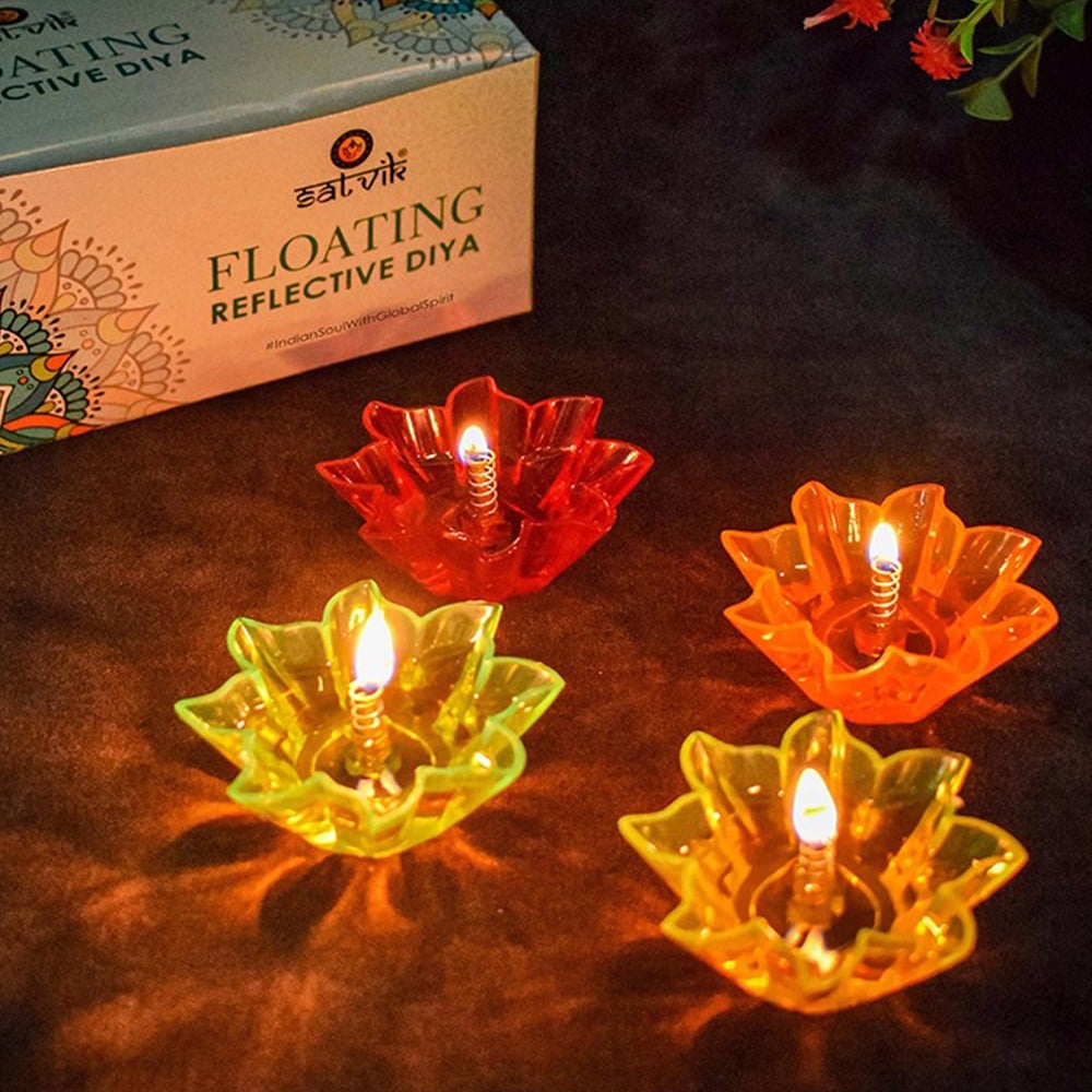 Floating Reflective Diya Set (Multicolour) by Satvik Price - Buy Online ...