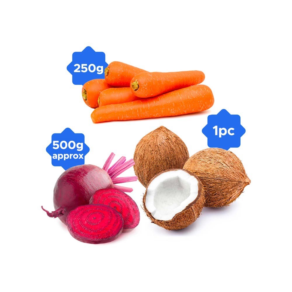Combo of 3 - Ooty Carrot 250 g + Beetroot 500 g - 600 g + Brown Coconut ...