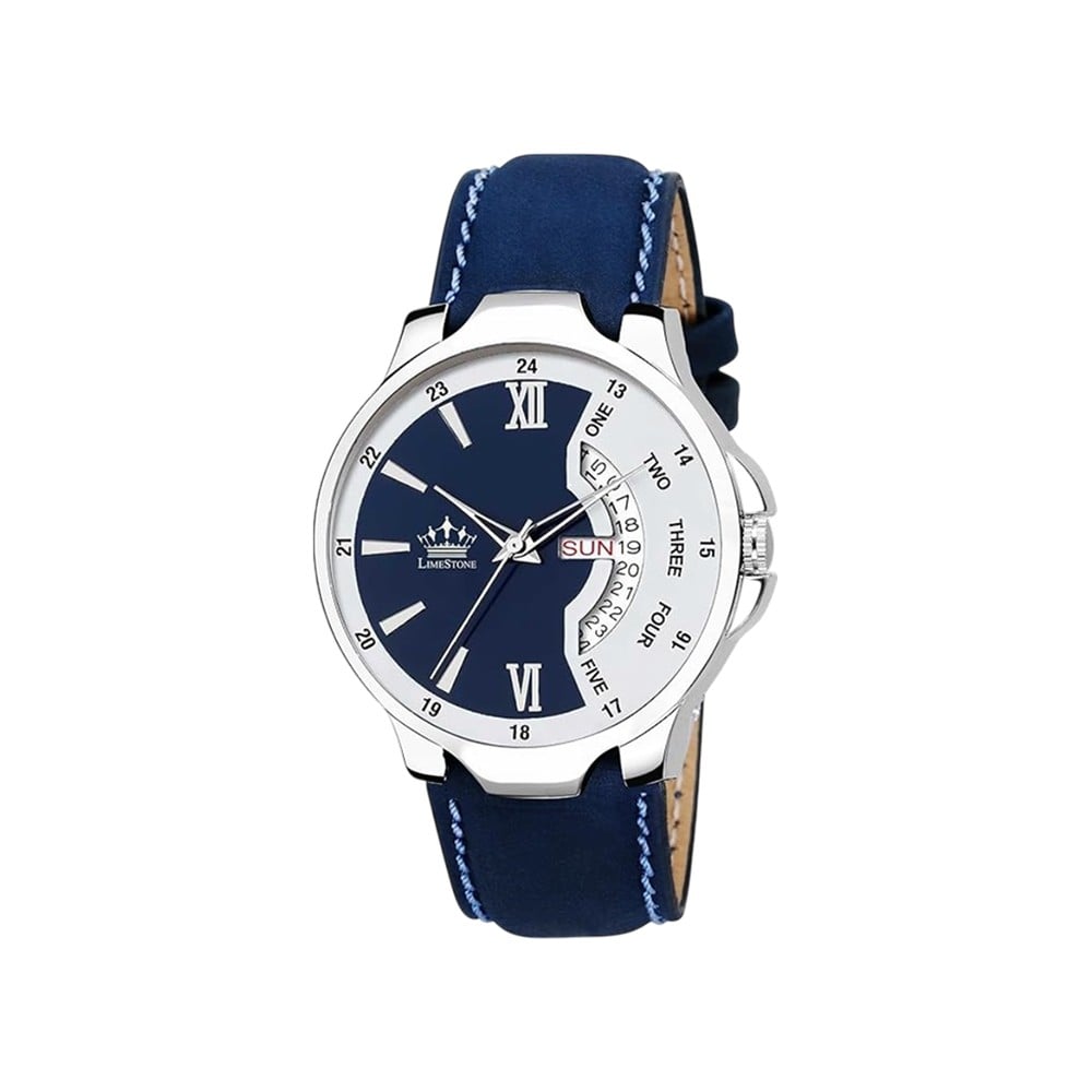 Limestone Analog Watch (Quartz, Blue, PU Leather/Faux Leather) Price ...