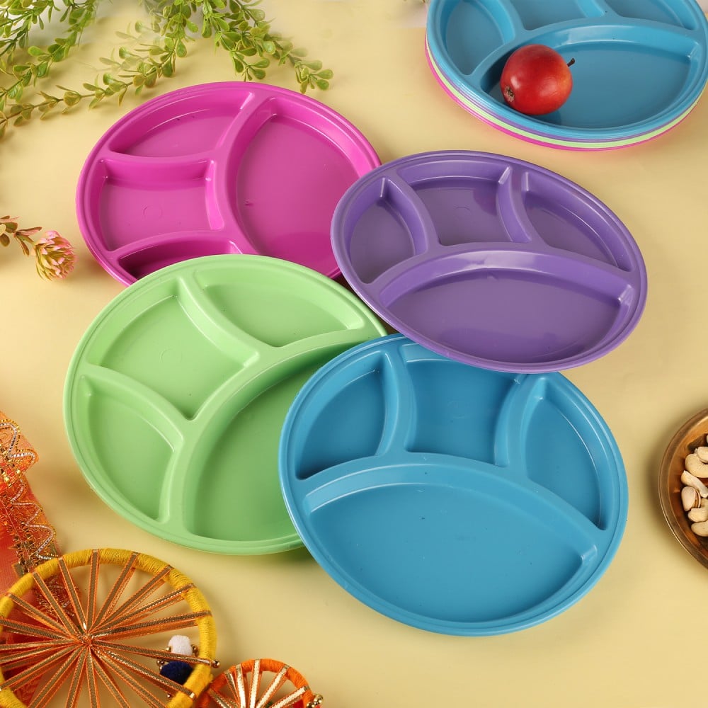 Divided Kanjak Plate Set (Multicolour) - Mad Over Print Price - Buy ...
