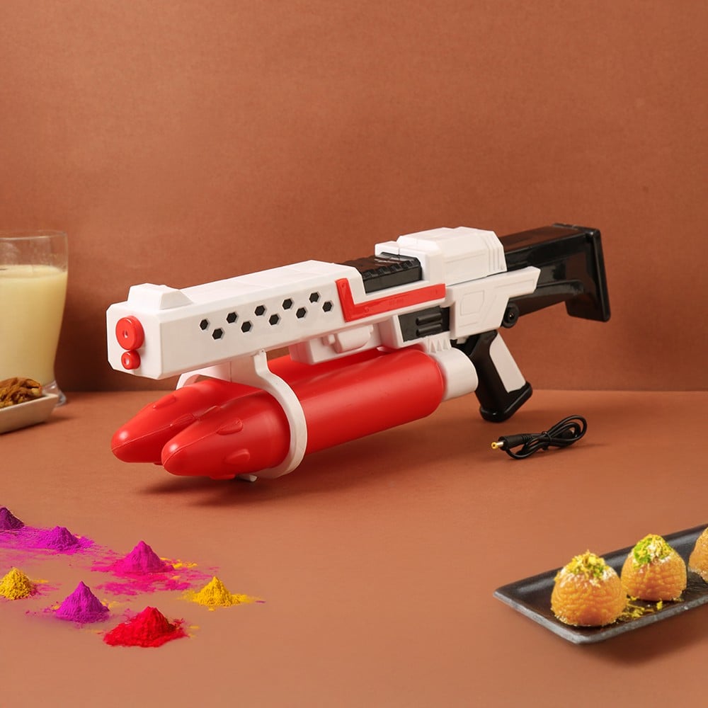 Electric Water Gun Pichkari (White, Red) by Gudiya Toys Price - Buy ...