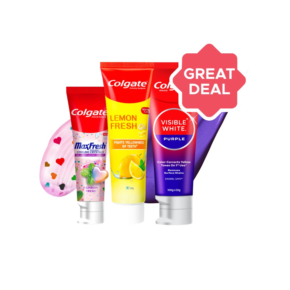 Colgate MaxFresh Rainbow Fresh Gel Toothpaste + Visible White Purple ...