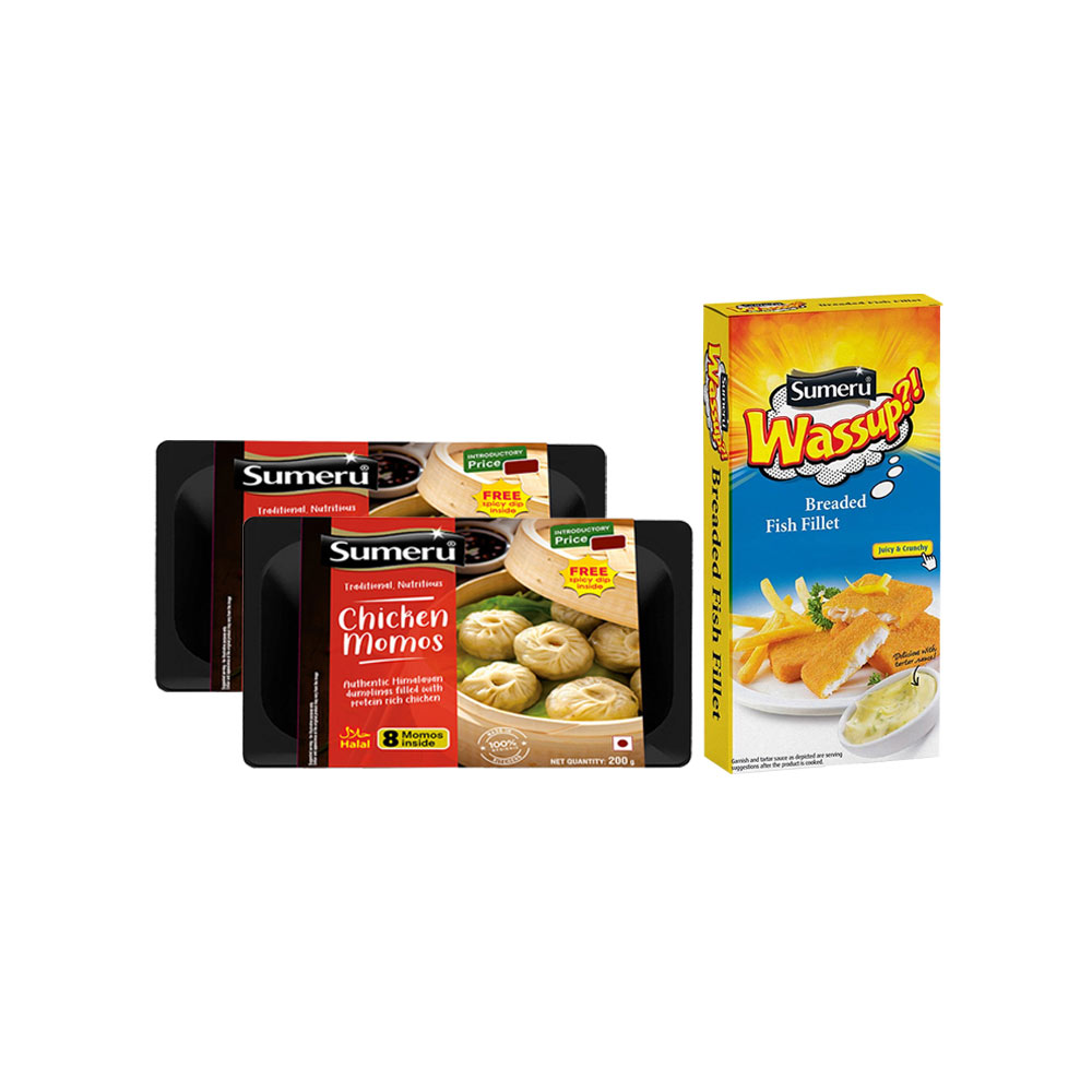 Sumeru Breaded Fillet Fish (Frozen) + Chicken Momos (Frozen) - Free ...