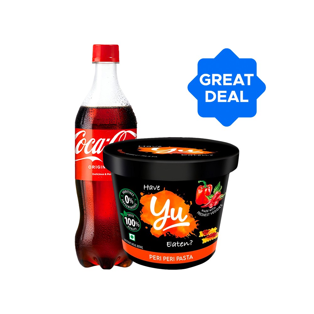 Coca-Cola Cola Soft Drink (750 ml) + Yu Peri Peri Instant Pasta Cup ...