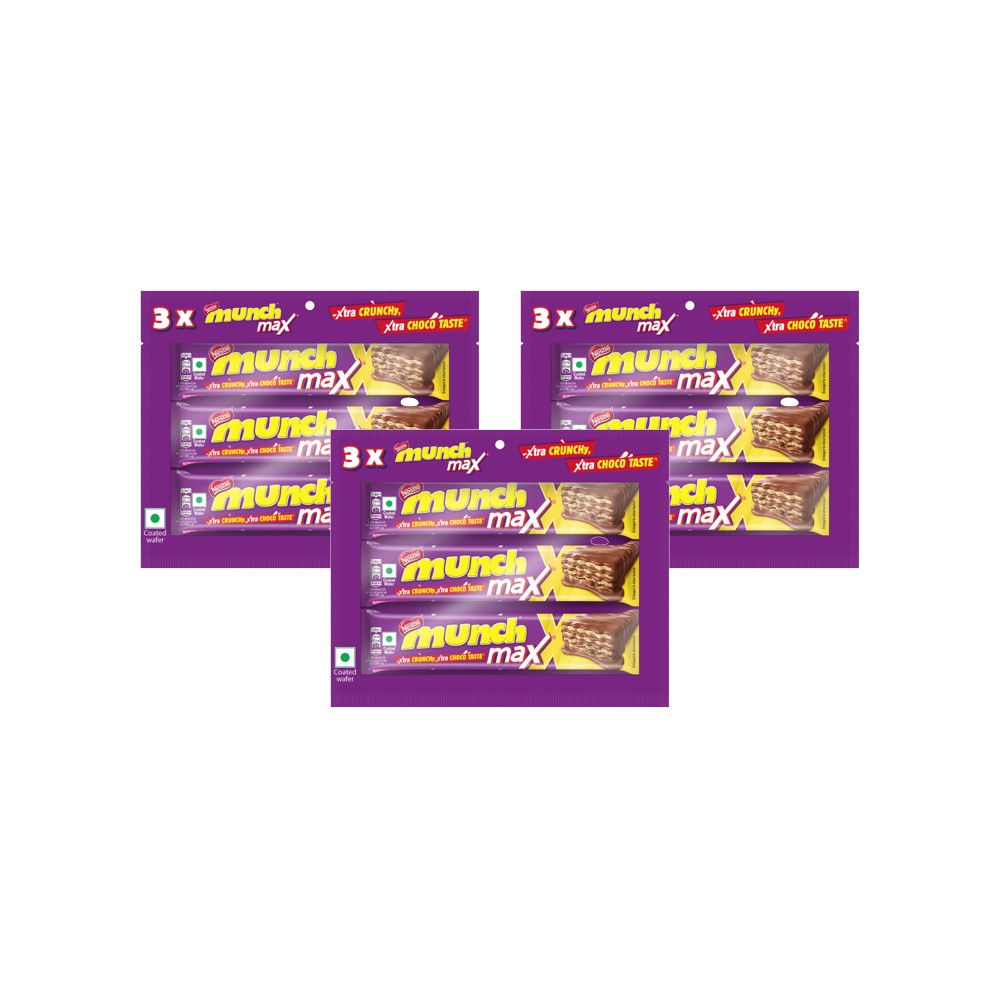 Nestle Munch Max - Choco Coated Crunchy Wafer Chocolate - Pack of 3 ...