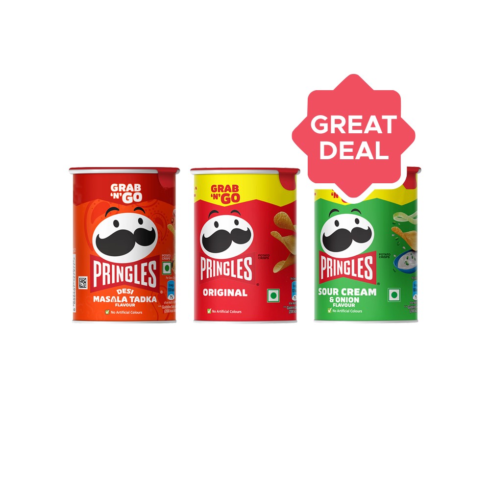 Pringles Grab 'N' Go Desi Masala Tadka Potato Chips + Original Potato ...