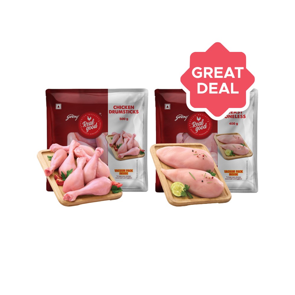 Godrej Real Good Chicken Drumstick + Chicken Breast (Boneless) Combo ...