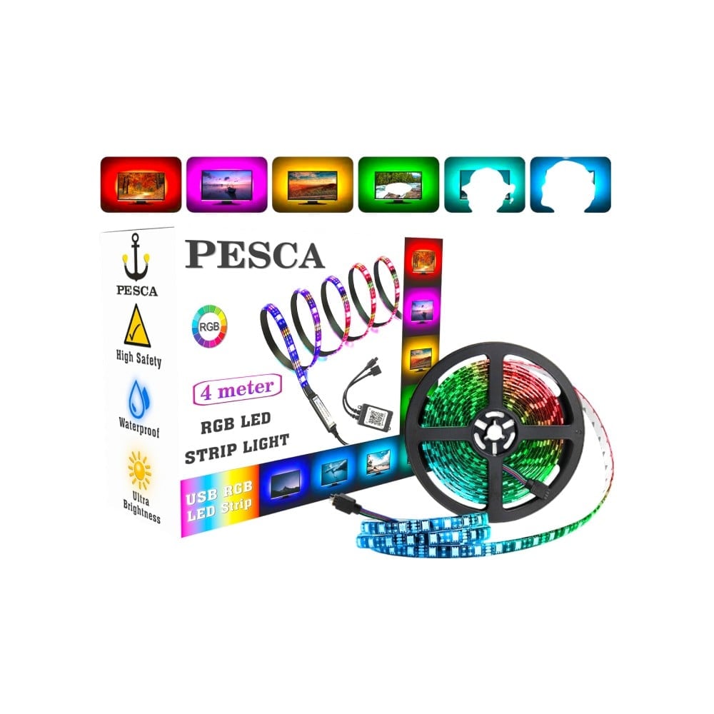 Multicolour LED Strip Lights (with Mini Controller 4 m, 5 W) - Pesca ...