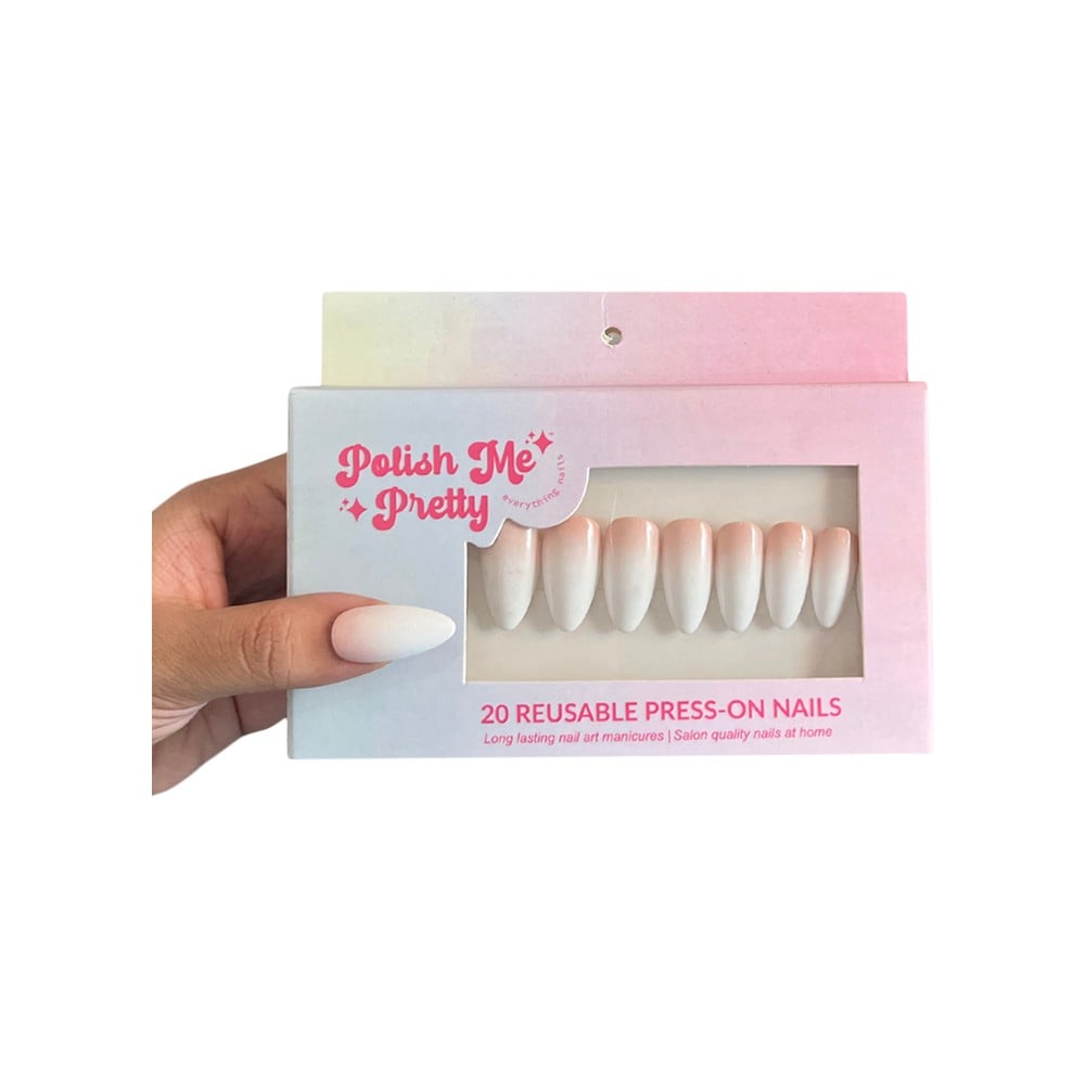 Polish Me Pretty Square Press On Nails (Cloud White Ombre) Price - Buy ...