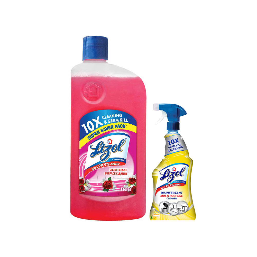 Lizol Disinfectant Surface & Floor Cleaner (Floral) + Disinfectant ...