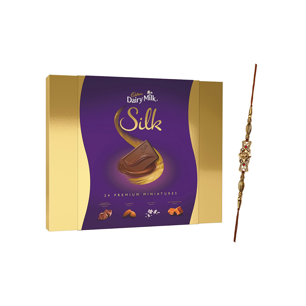 Traditional Golden Metal Rakhi (Multicolor, Assorted) By Anil + Cadbury ...