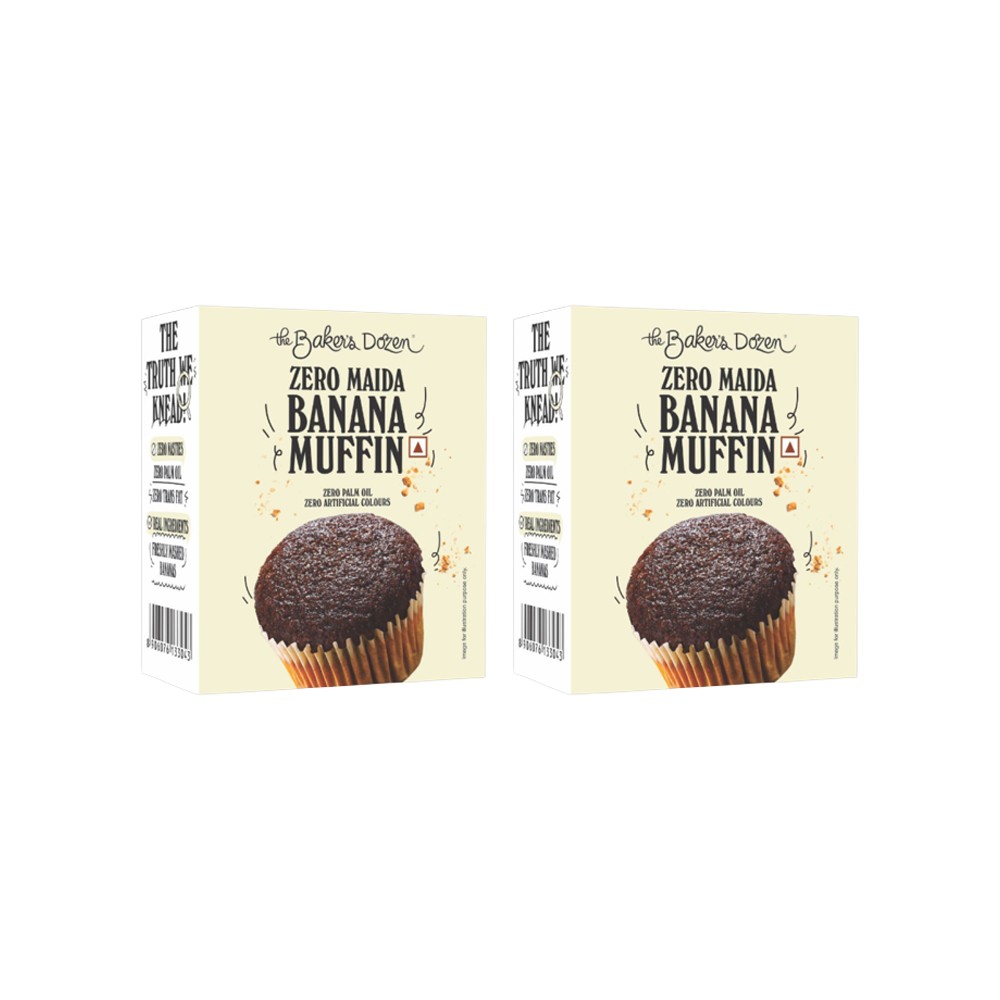 The Baker's Dozen Zero Maida Banana Muffin, Whole Wheat - Pack of 2 ...