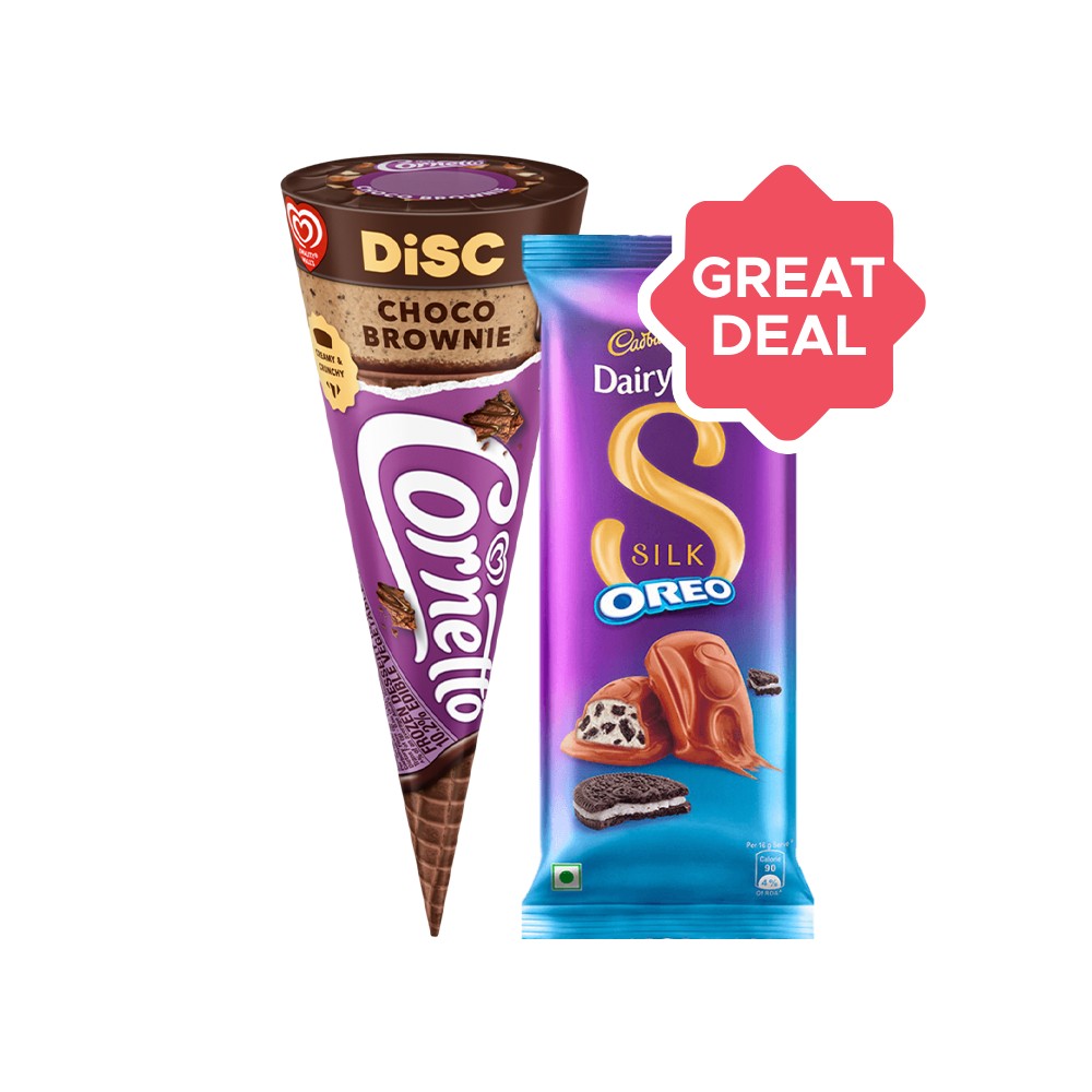 Kwality Walls Cornetto Choco Brownie Frozen Dessert Cone + Cadbury ...