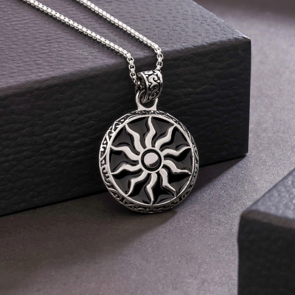 Yellow Chimes Sun Sign Men's Necklace (Silver) Price - Buy Online at ...