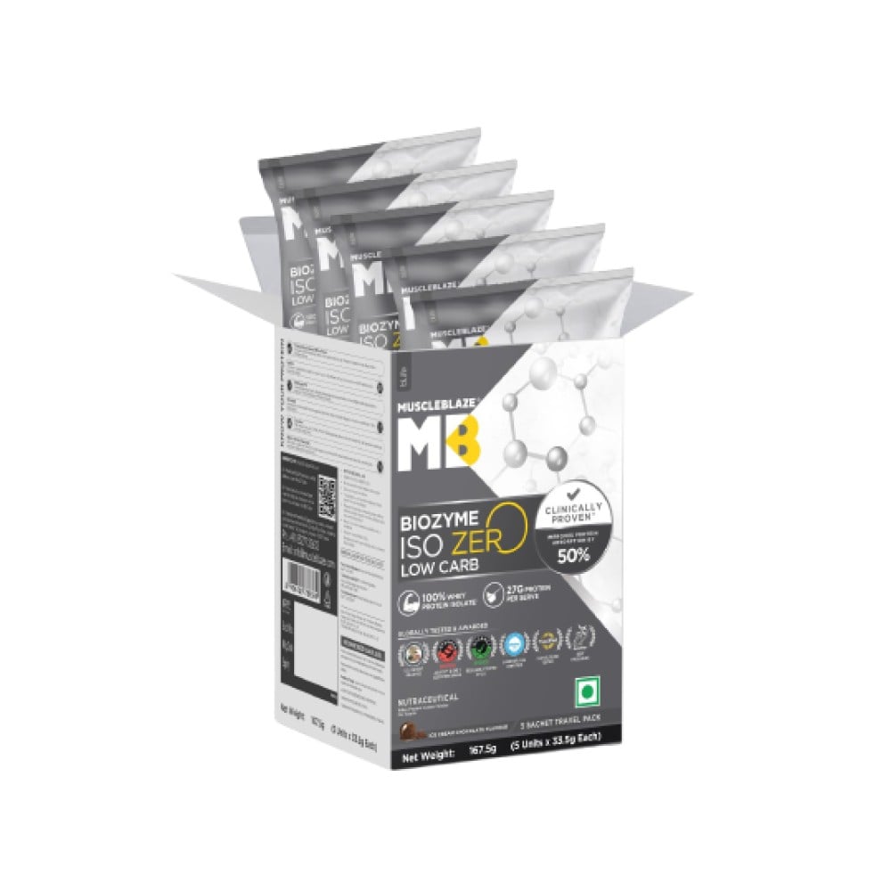 MuscleBlaze Biozyme Iso-Zero Isolate Whey Protein (Ice Cream Chocolate ...