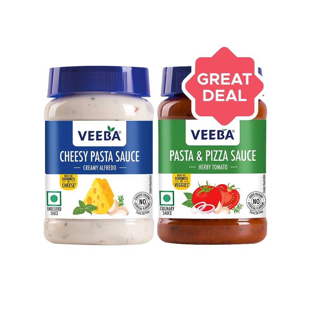 Veeba Pizza & Pasta Sauce - Herby Tomato + Veeba White Pasta Creamy ...