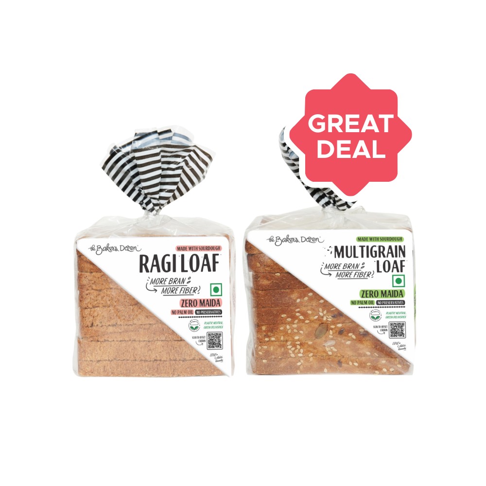 The Baker's Dozen Ragi Loaf/ Ragi Bread + 100% Wholewheat Multigrain ...