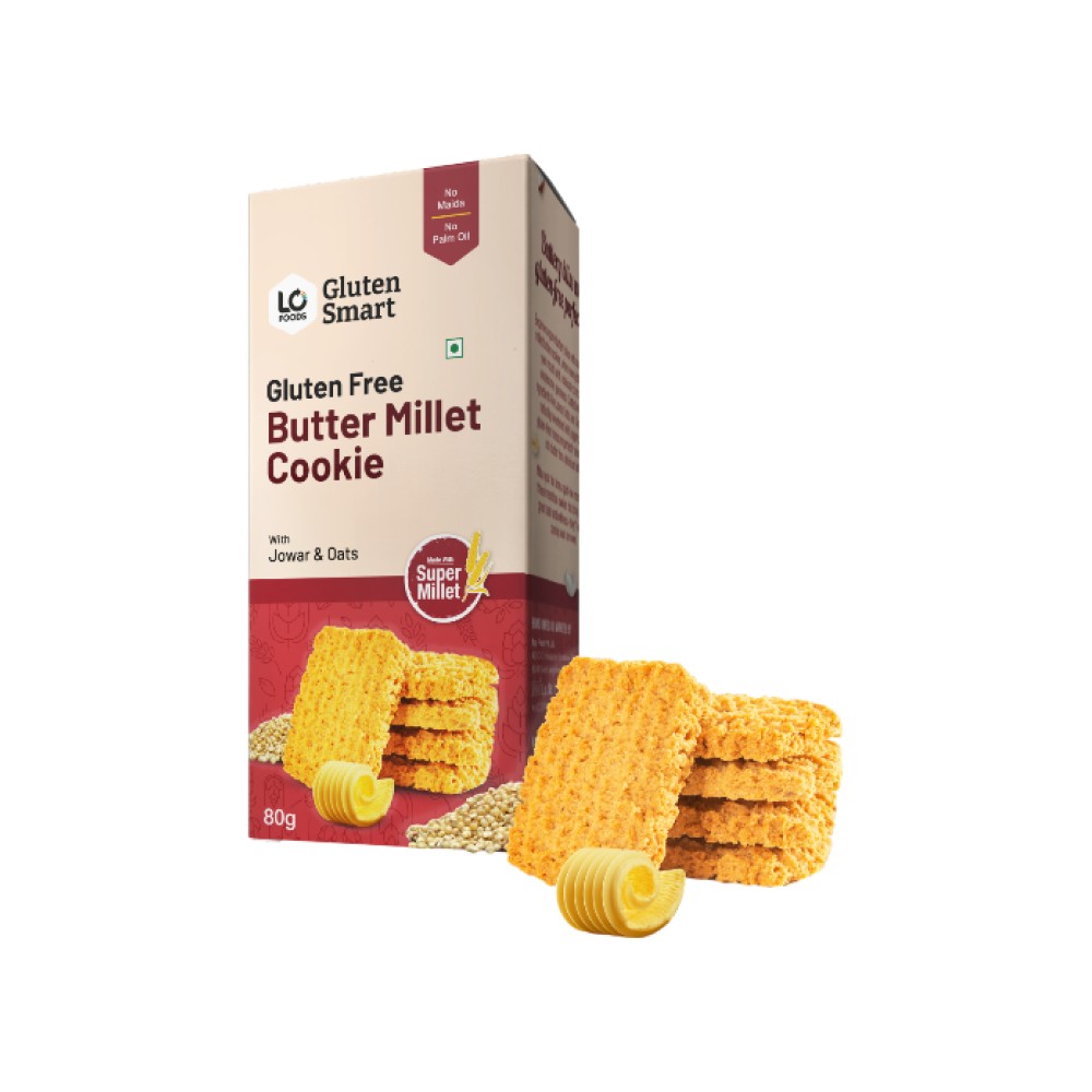 Lo! Foods Gluten Free Butter Millet Cookies Biscuit (No Maida) Price ...