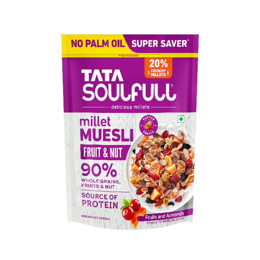 Tata Soulfull Millet Muesli With 90% Fruits, Nut & Wholegrain Cereal ...