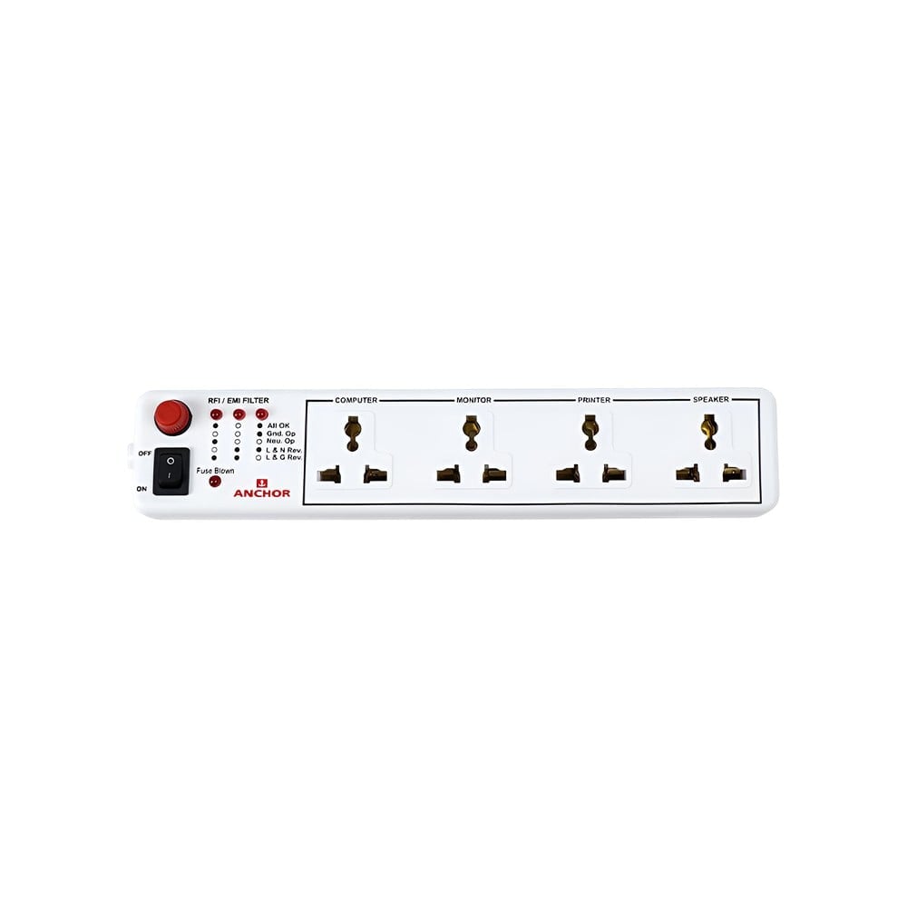 Anchor 4-Way Universal, Single Switch, Socket Extension Board (1.5 m ...