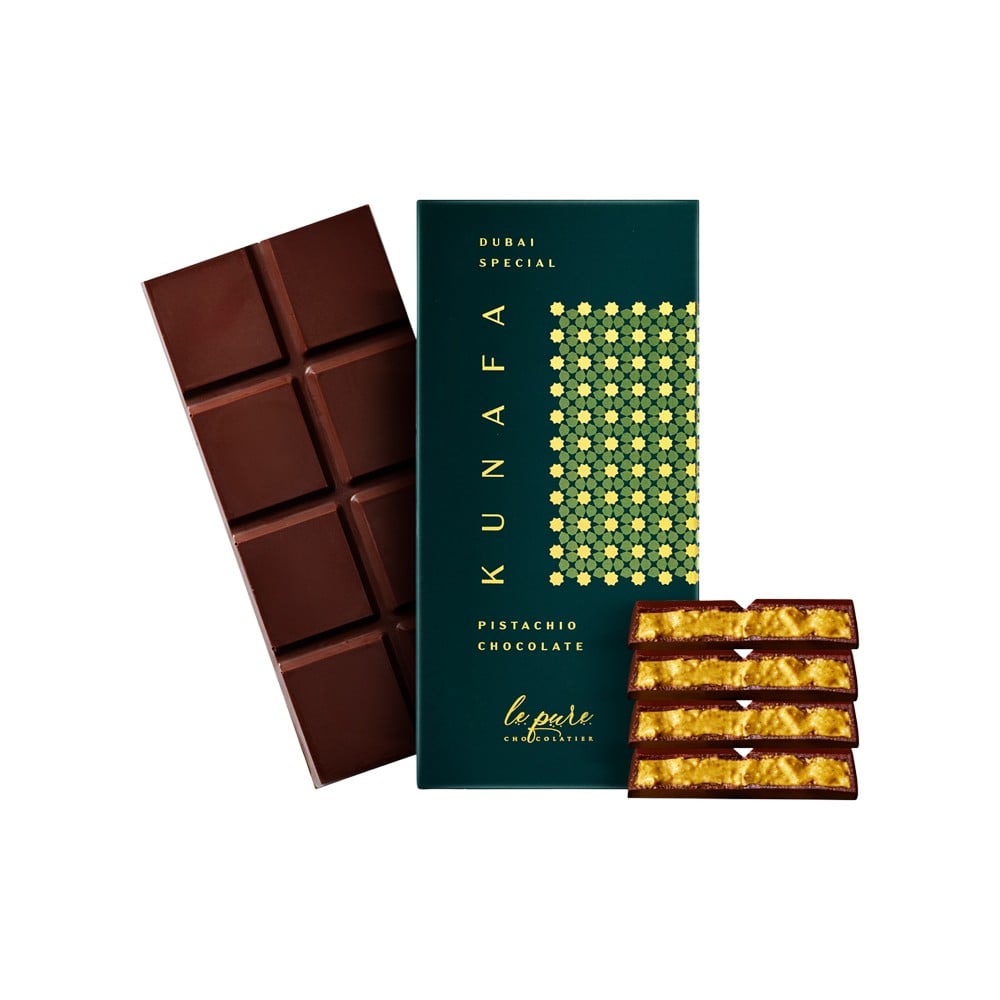 Le Pure Dubai Pistachio Kunafa Dark Chocolate Bar Price - Buy Online at ...