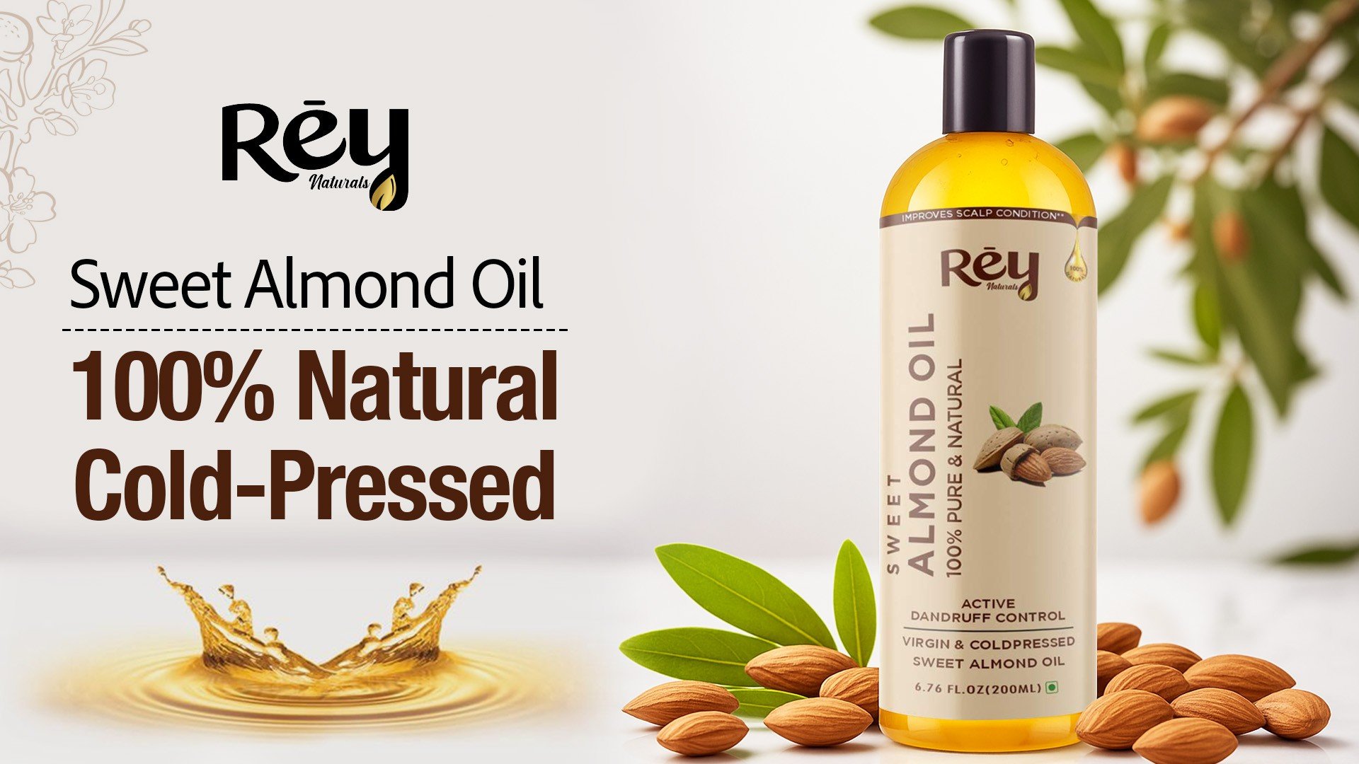Rey Naturals Coldpressed Almond Oil For Skin & Hair Growth Price - Buy ...