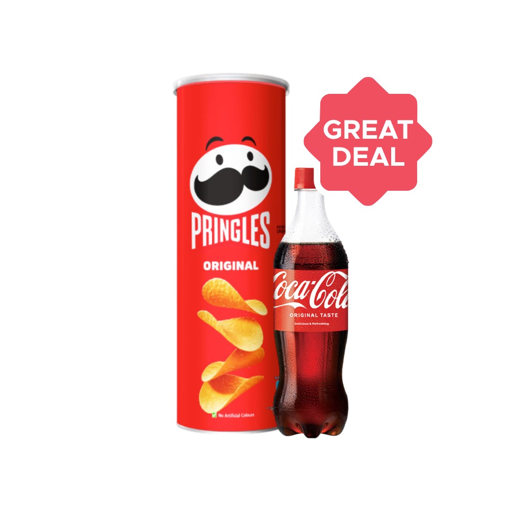 Coca-Cola Cola Soft Drink (750 ml) + Pringles Original Potato Chips ...