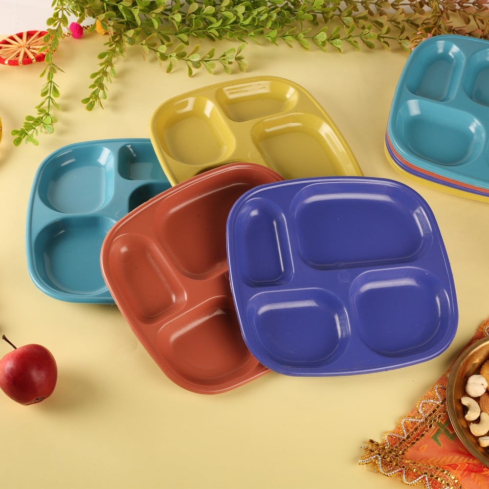 Divided-Kanjak Plate Set (Multicolour) - Mad Over Print Price - Buy ...