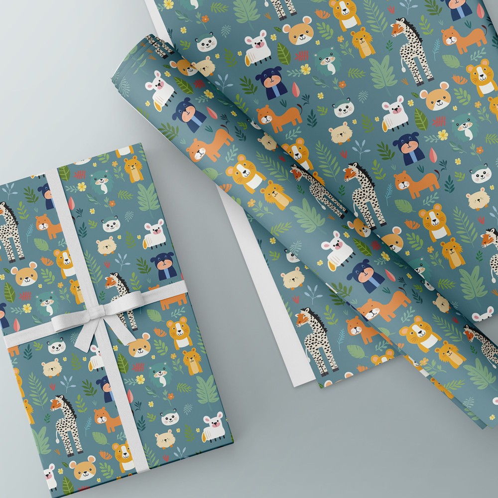 Paperpep Cartoon Animal Print Gift Wrapping Paper (Multicolour) Price ...