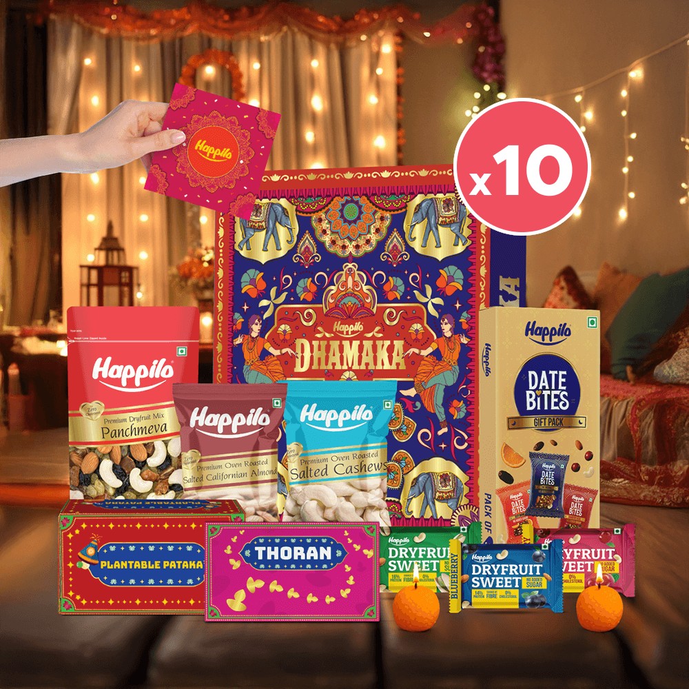 Happilo Dhamaka Diwali Dry Fruits Gift Pack - Pack of 10 Price - Buy ...