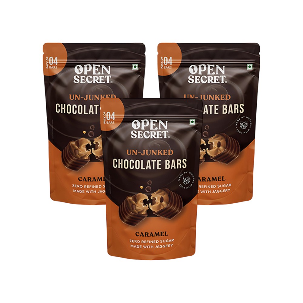 Open Secret Caramel Filled Bar Chocolate Pack Zero Refined Sugar - Pack ...