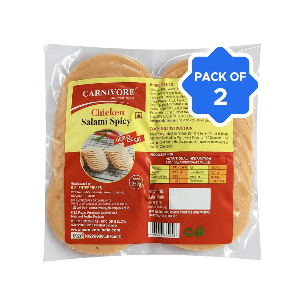 Carnivore Spicy Chicken Salami (Frozen) - Pack of 2 Price - Buy Online ...