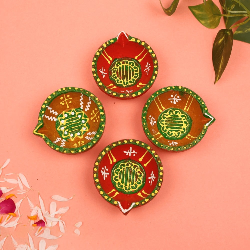 Shining Clay Diya Set (Multicolour) by Swastika Price - Buy Online at ...