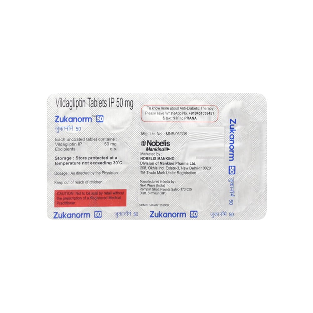 Zukanorm 50mg Strip of 15 Tablets Price - Buy Online at ₹90 in India