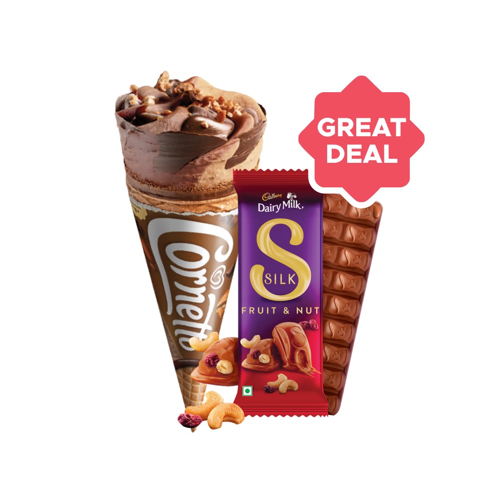 Kwality Walls Cornetto Double Chocolate Frozen Dessert Cone + Cadbury ...