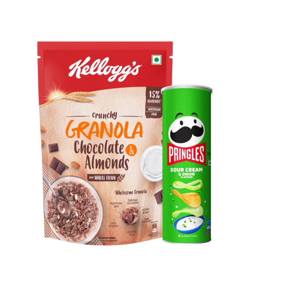 Pringles Sour Cream & Onion Potato Chips + Kellogg's Crunchy Muesli ...