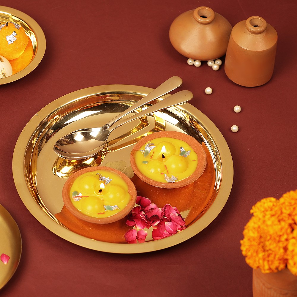 Ras Malai Mithai Design Candle Set (Unscented, Yellow) by Parkash ...
