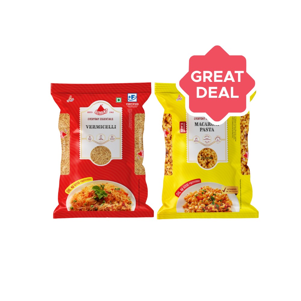 Bambino 100% Suji, No Maida Regular Vermicelli + Macaroni Durum Wheat ...