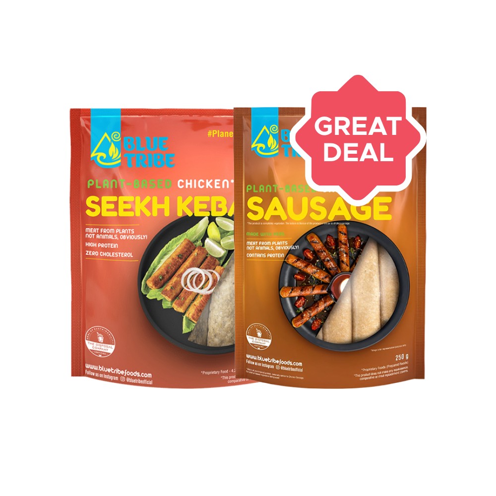 Blue Tribe Foods Plant Based Veg Kebab + Plant Based Sausage Combo ...